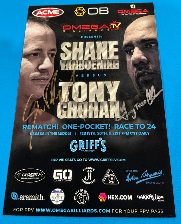 Shane Van Boening vs. Tony Chohan - Signed Poster – Game Tight One Pocket